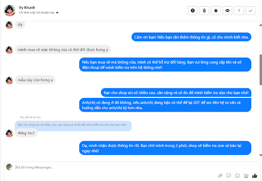 AI chatbot Preny tích hợp cửa hàng thời trang chốt đơn Facebook tốt hơn 50%